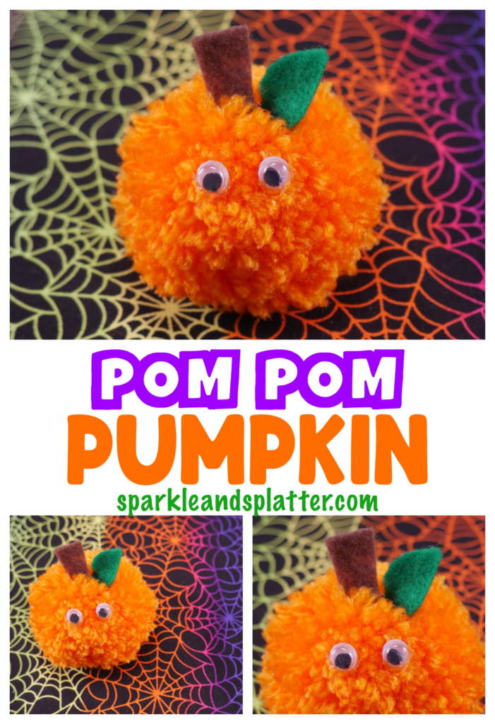Pom Pom Pumpkin Craft, Tutorial + Video - sparkleandsplatter.com
