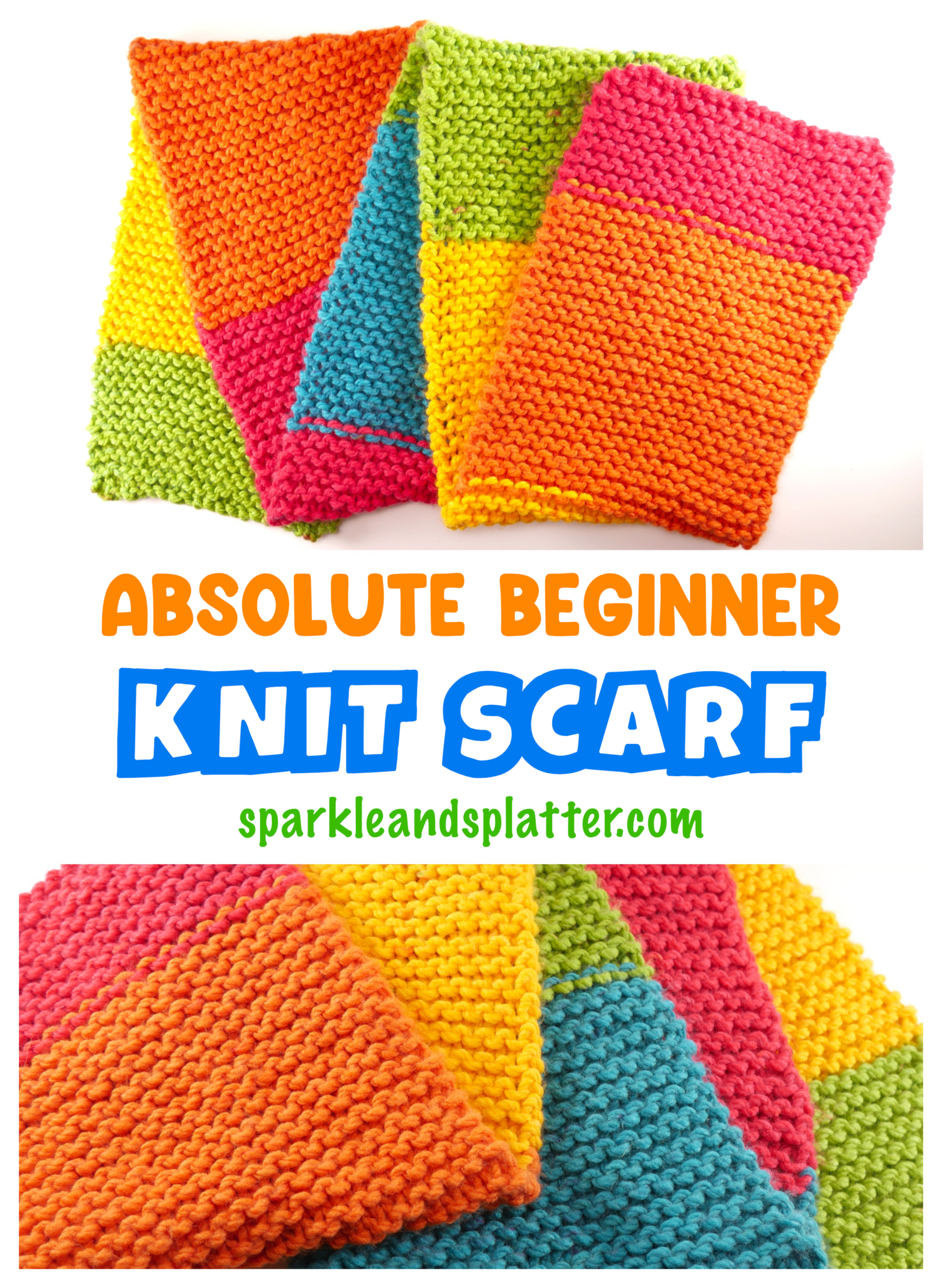Absolute Beginner Knit Scarf, Free Knitting Pattern + Video Tutorial ...