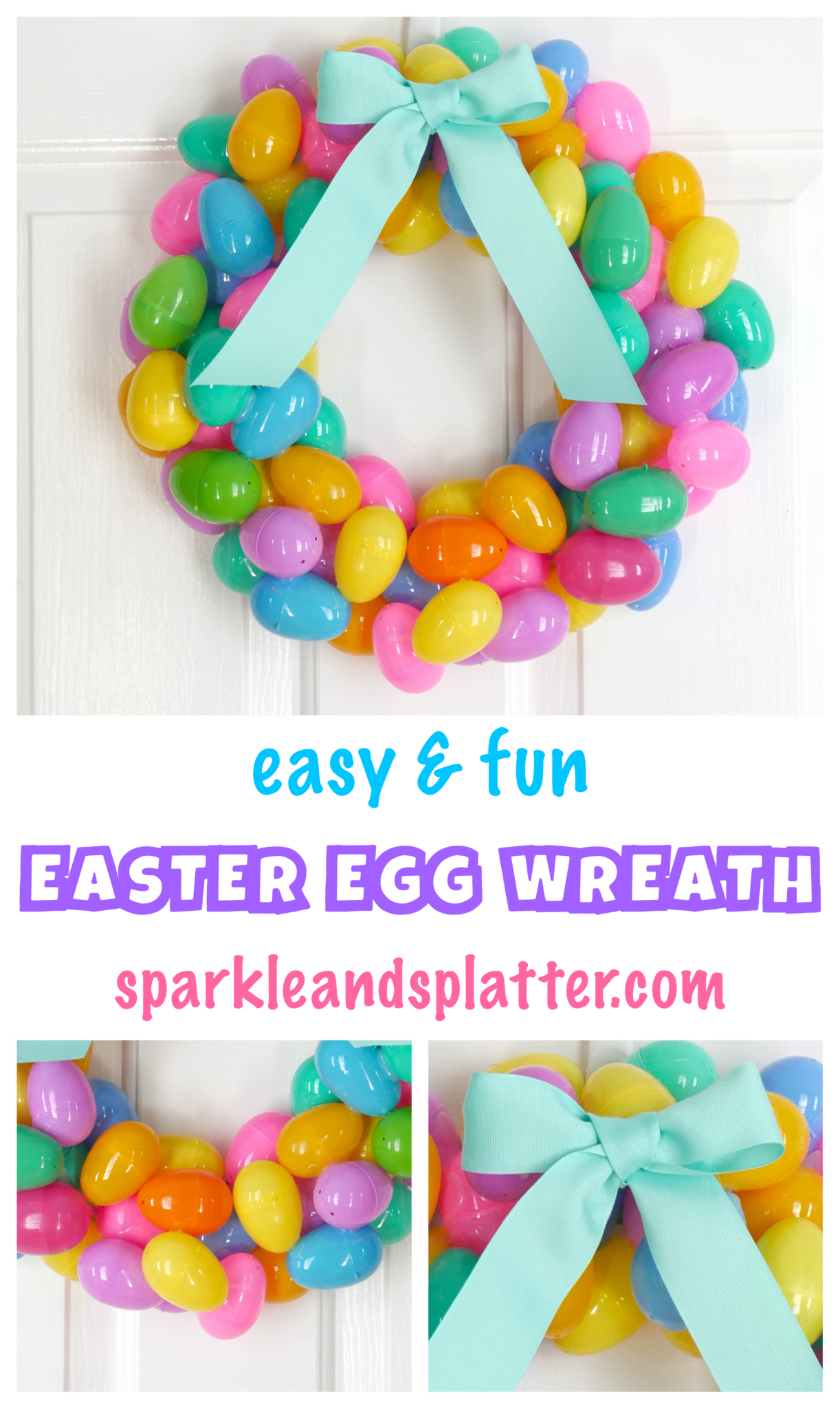 Easy Easter Egg Wreath, Tutorial + Video - sparkleandsplatter.com