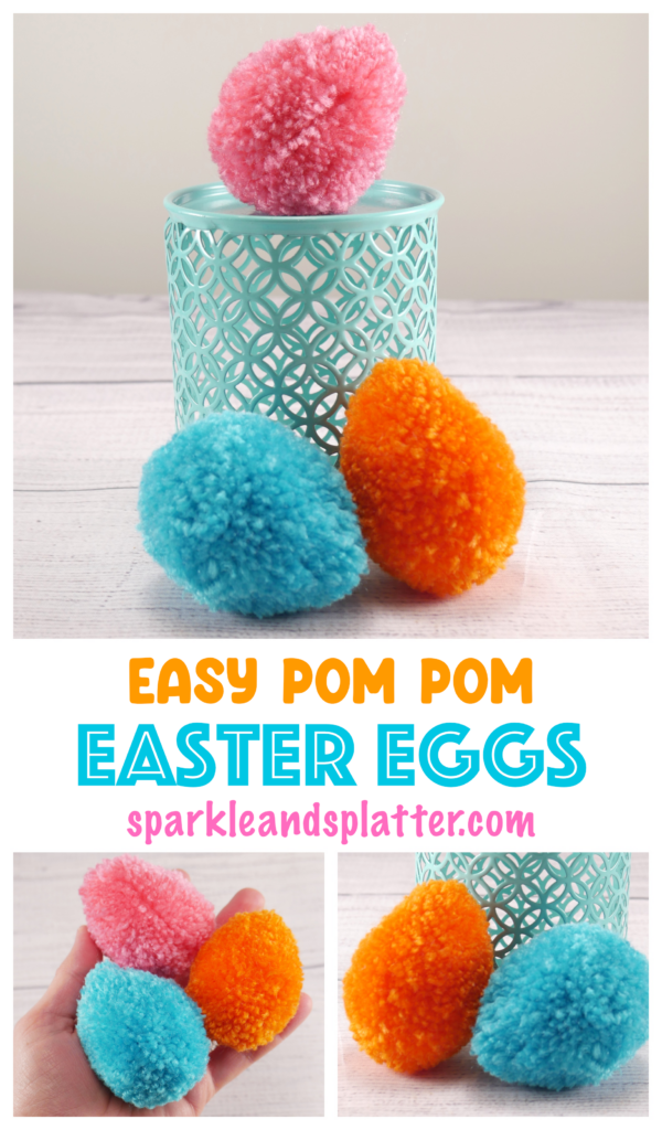 Pom Pom Easter Eggs, Tutorial + Video - sparkleandsplatter.com